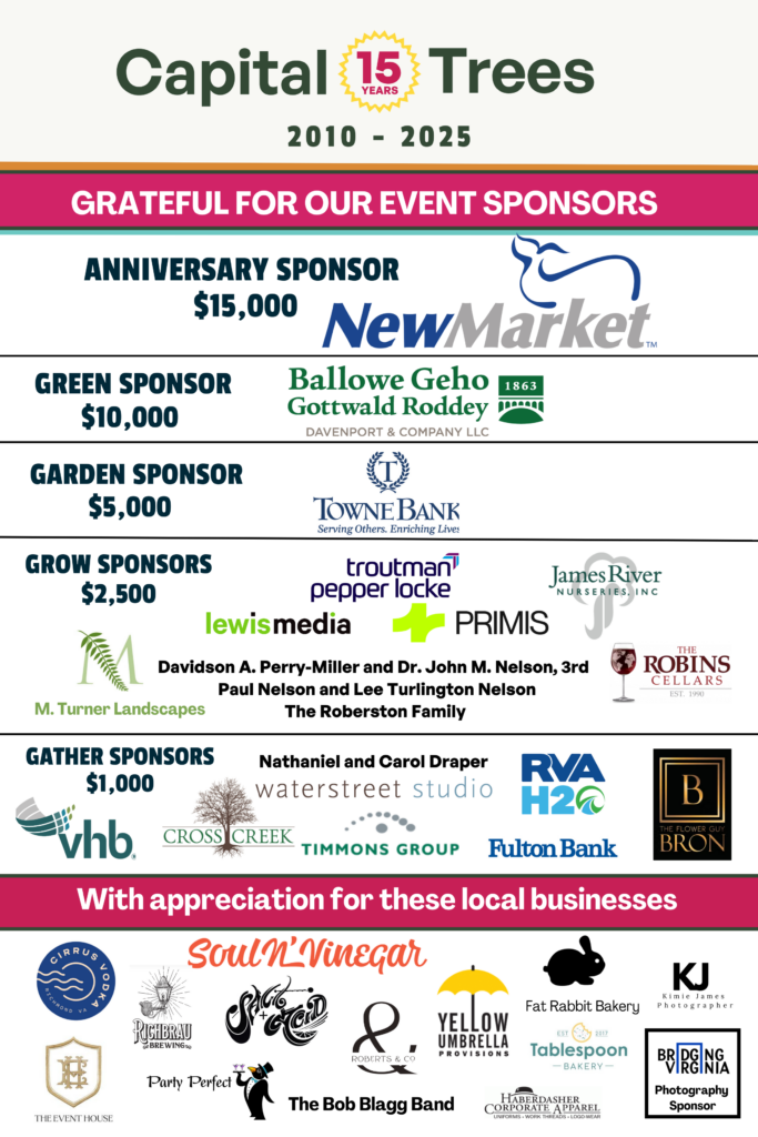 Thanks to our March 20 15th Anniversary Sponsors! - Capital Trees